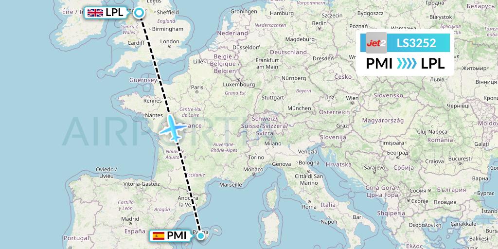 LS3252 Flight Status Jet2: Palma de Mallorca to Liverpool (EXS3252)