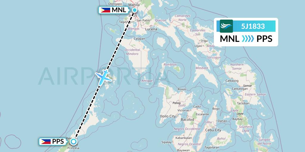 5J1833 Flight Status CEBU Pacific Air: Manila to Puerto Princesa City ...