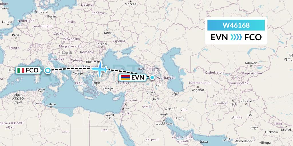 W46168 Flight Status Wizz Air Malta: Yerevan to Rome (WMT6168)