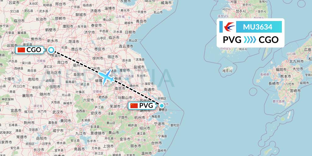 MU3634 Flight Status China Eastern Airlines: Shanghai to Zhengzhou ...