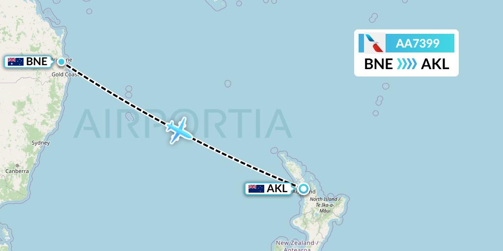 AA7399 Flight Status American Airlines: Brisbane to Auckland (AAL7399)