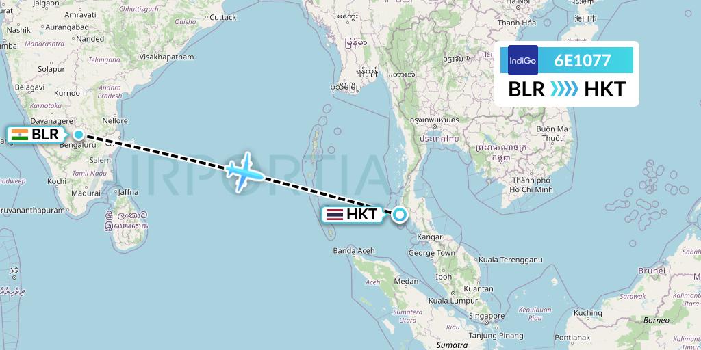 6E1077 Flight Status IndiGo Airlines: Bangalore to Phuket (IGO1077)