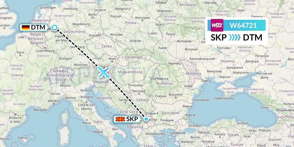 W64721 Flight Status Wizz Air: Skopje to Dortmund (WZZ4721)