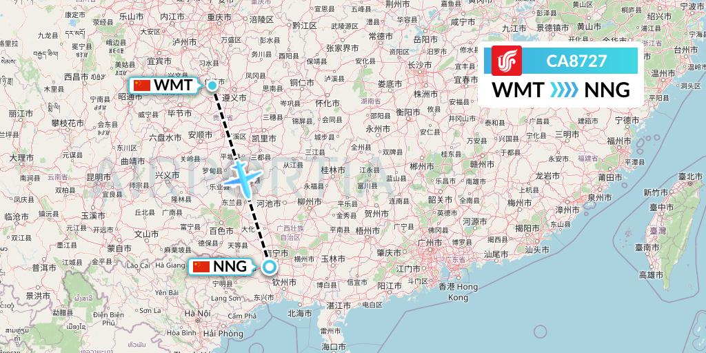 CA8727 Flight Status Air China: Zunyi to Nanning (CCA8727)