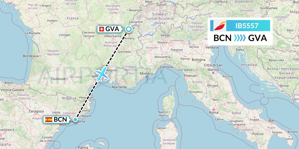 IB5557 Flight Status Iberia: Barcelona to Geneva (IBE5557)