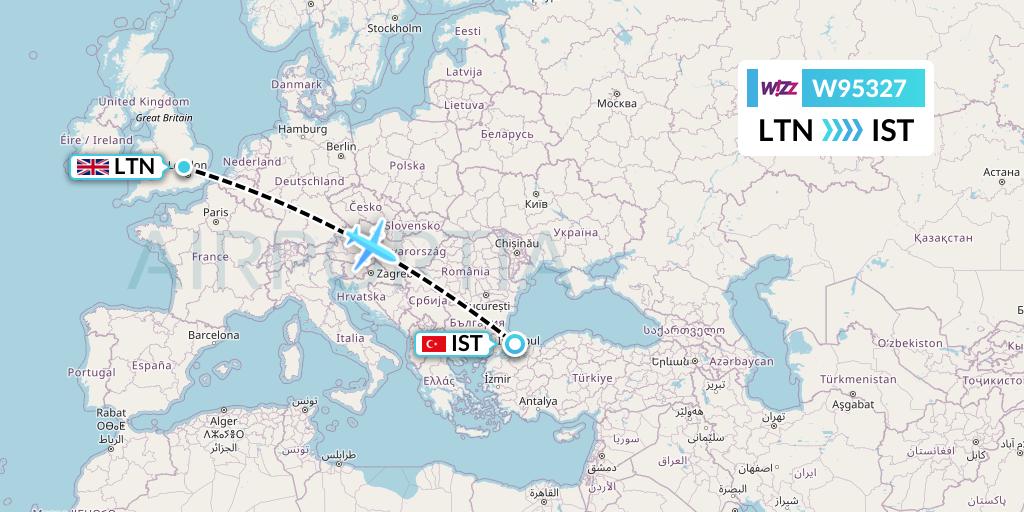 W95327 Flight Status Wizz Air UK: London to Istanbul (WUK5327)