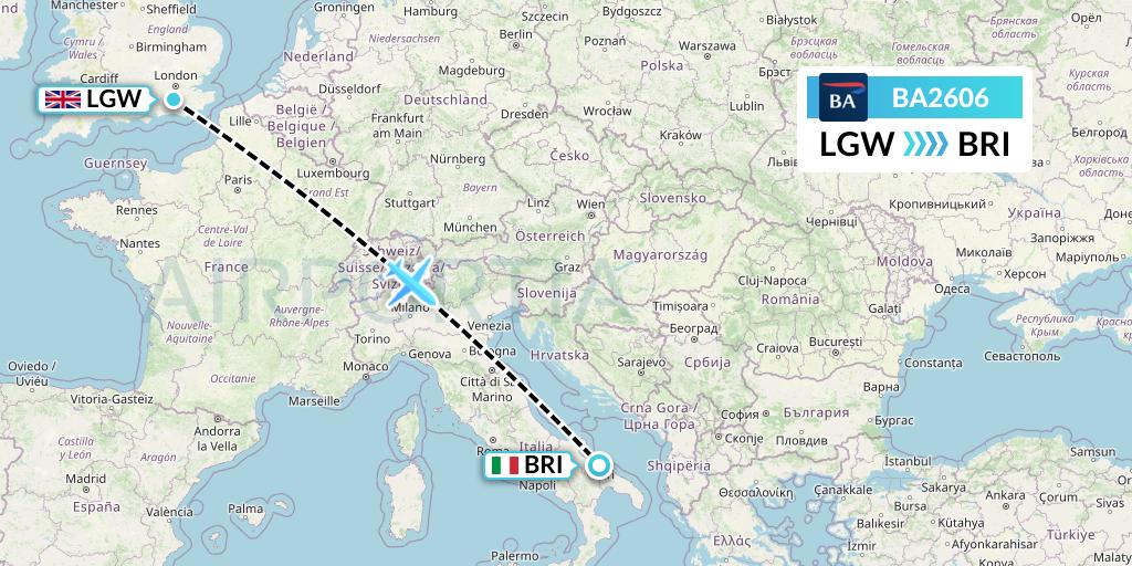 BA2606 Flight Status British Airways: London to Bari (BAW2606)