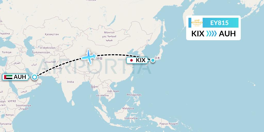 EY815 Flight Status Etihad Airways: Osaka to Abu Dhabi (ETD815)