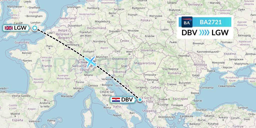 BA2721 Flight Status British Airways: Dubrovnik to London (BAW2721)