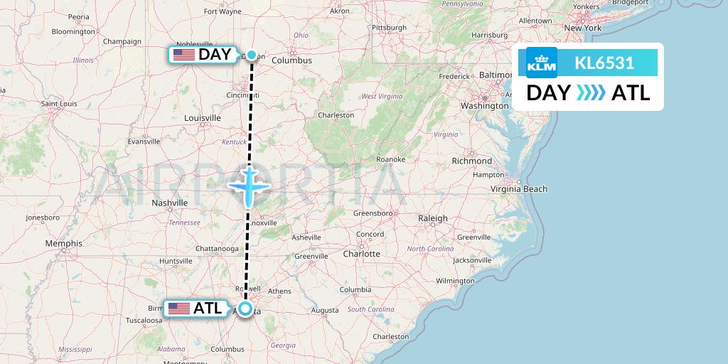 KL6531 Flight Status KLM: Dayton to Atlanta (KLM6531)
