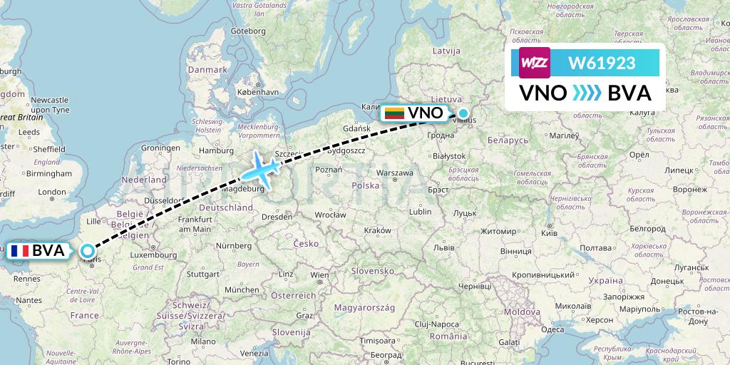 W61923 Flight Status Wizz Air: Vilnius to Paris (WZZ1923)