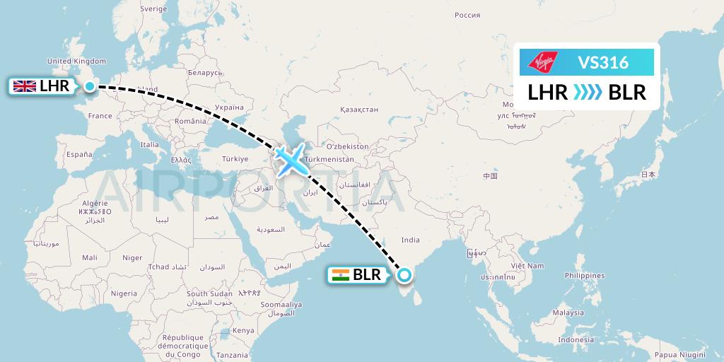 VS316 Flight Status Virgin Atlantic Airways: London to Bangalore (VIR316)