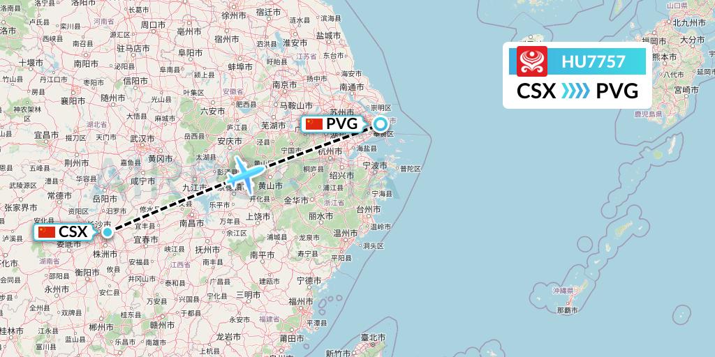 HU7757 Flight Status Hainan Airlines: Changsha to Shanghai (CHH7757)