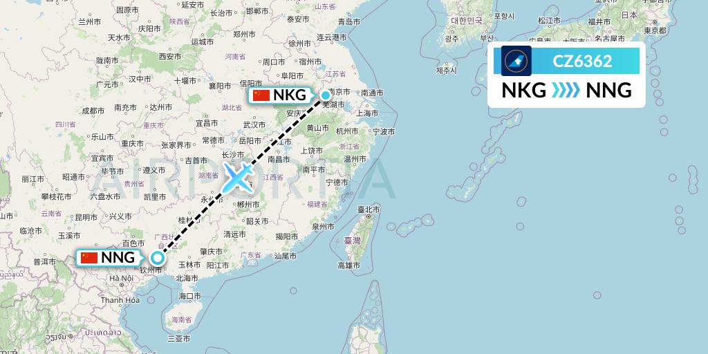 CZ6362 Flight Status China Southern Airlines: Nanjing to Nanning (CSN6362)