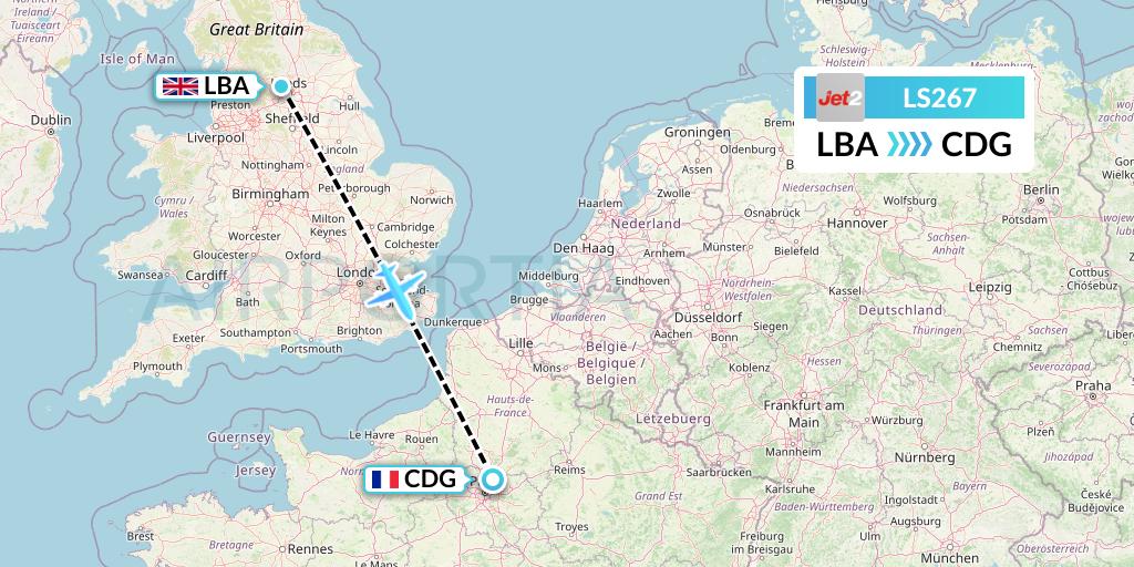 LS267 Flight Status Jet2: Leeds to Paris (EXS267)