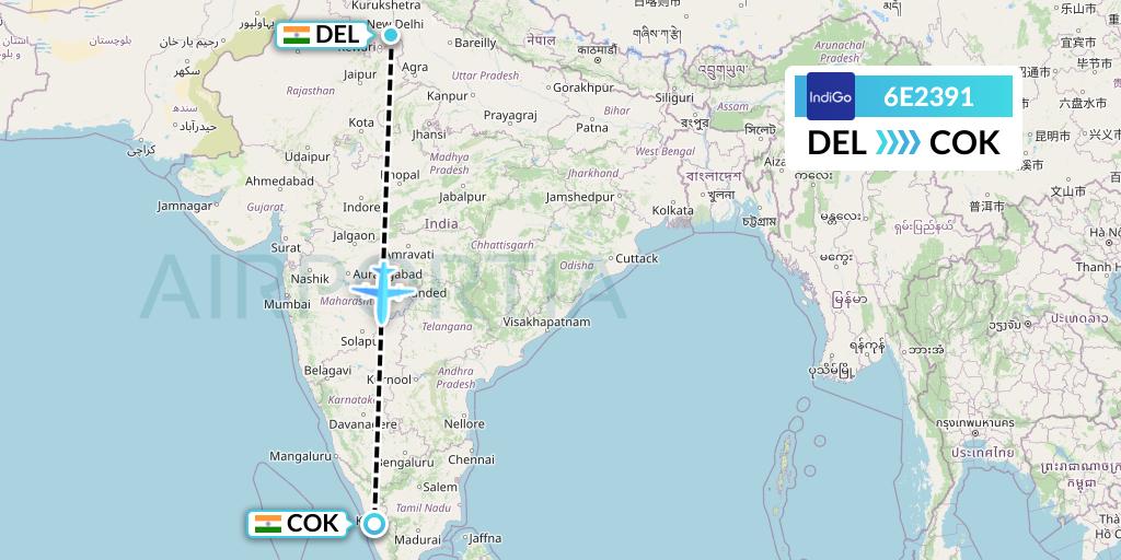 6E2391 Flight Status IndiGo Airlines: Delhi to Cochin (IGO2391)