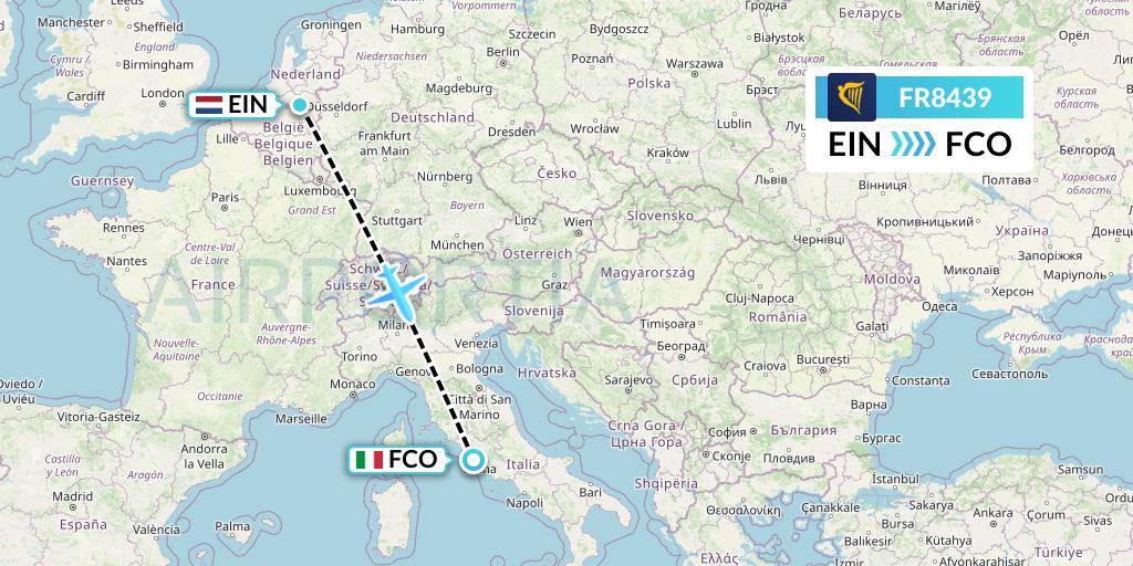 FR8439 Flight Status Ryanair: Eindhoven to Rome (RYR8439)