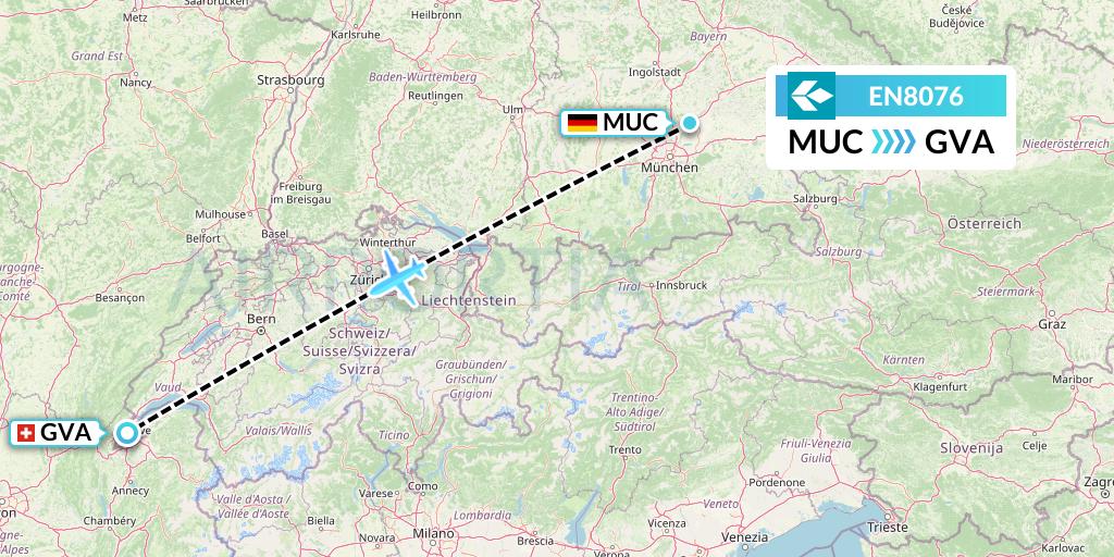 EN8076 Flight Status Air Dolomiti: Munich to Geneva (DLA8076)