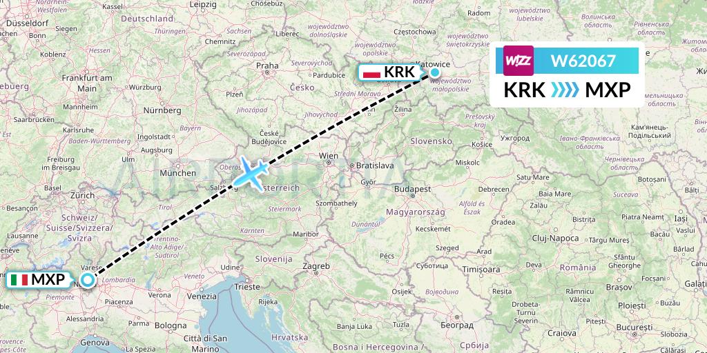 W62067 Flight Status Wizz Air: Krakow to Milan (WZZ2067)