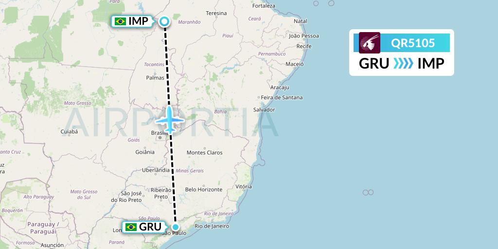 QR5105 Flight Status Qatar Airways: Sao Paulo to Imperatriz (QTR5105)