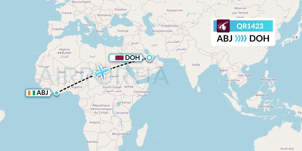 QR1423 Flight Status Qatar Airways: Abidjan to Doha (QTR1423)