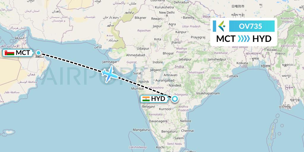 OV735 Flight Status SalamAir: Muscat to Hyderabad (OMS735)