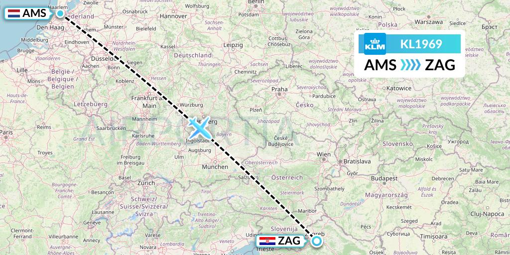 KL1969 Flight Status KLM: Amsterdam to Zagreb (KLM1969)