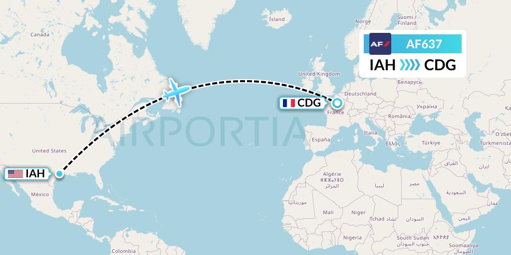 AF637 Flight Status Air France: Houston to Paris (AFR637)
