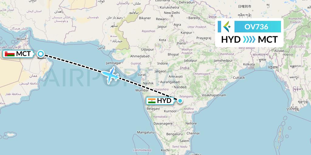 OV736 Flight Status SalamAir: Hyderabad to Muscat (OMS736)