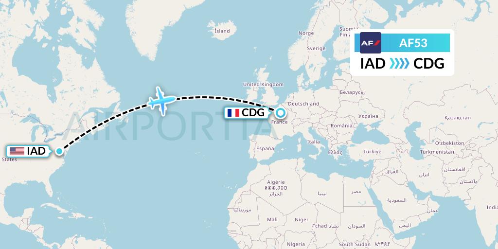 AF53 Flight Status Air France: Washington to Paris (AFR53)