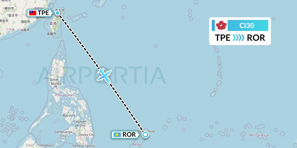 CI30 Flight Status China Airlines: Taipei to Airai (CAL30)