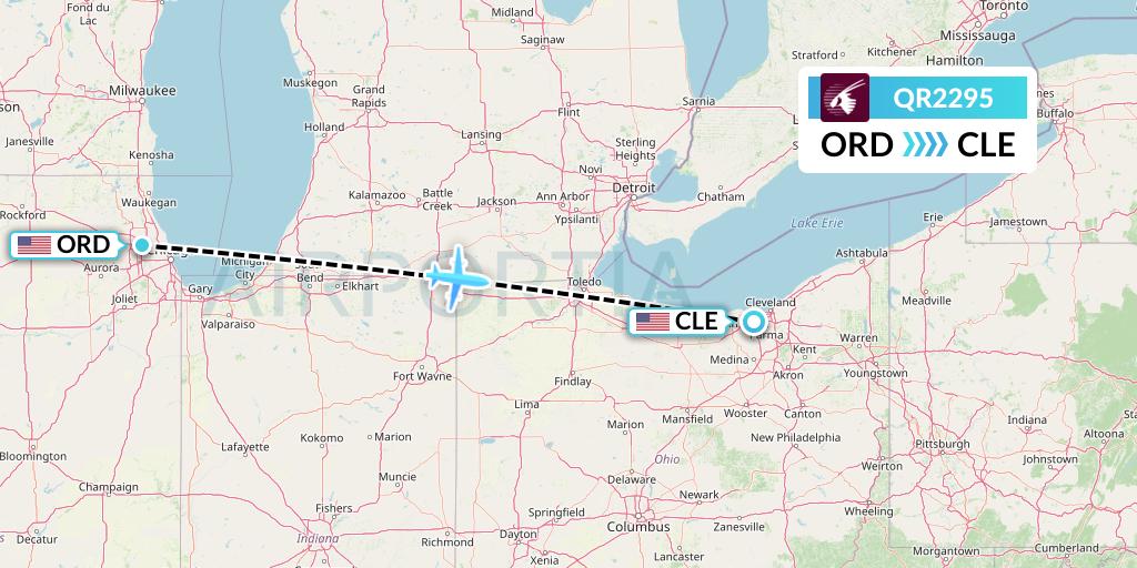QR2295 Flight Status Qatar Airways: Chicago to Cleveland (QTR2295)