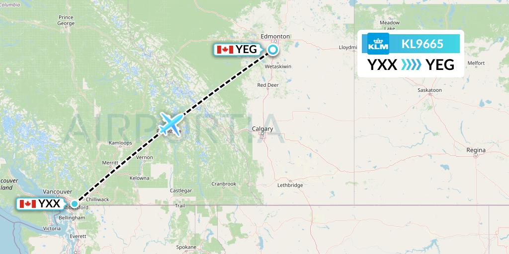 KL9665 Flight Status KLM: Abbotsford to Edmonton (KLM9665)
