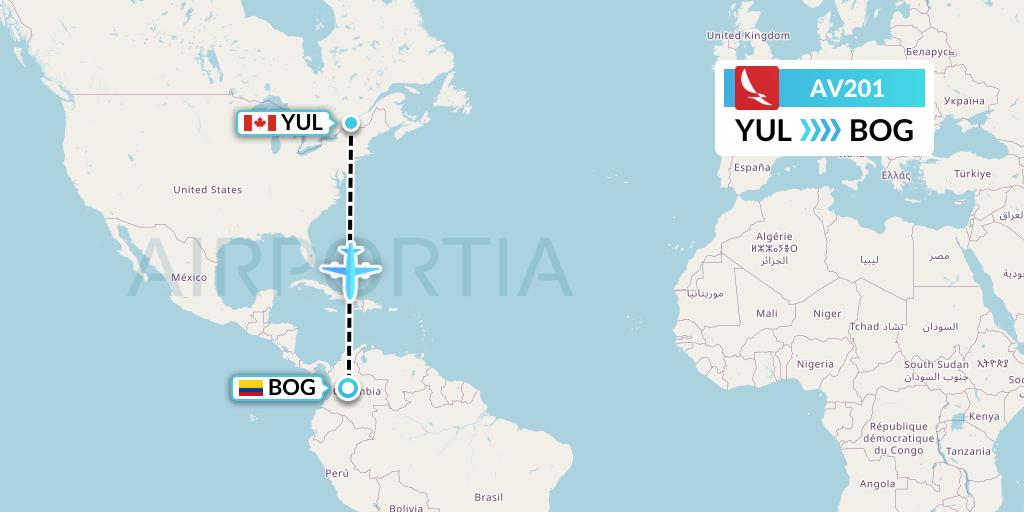 AV201 Flight Status Avianca: Montreal to Bogota (AVA201)