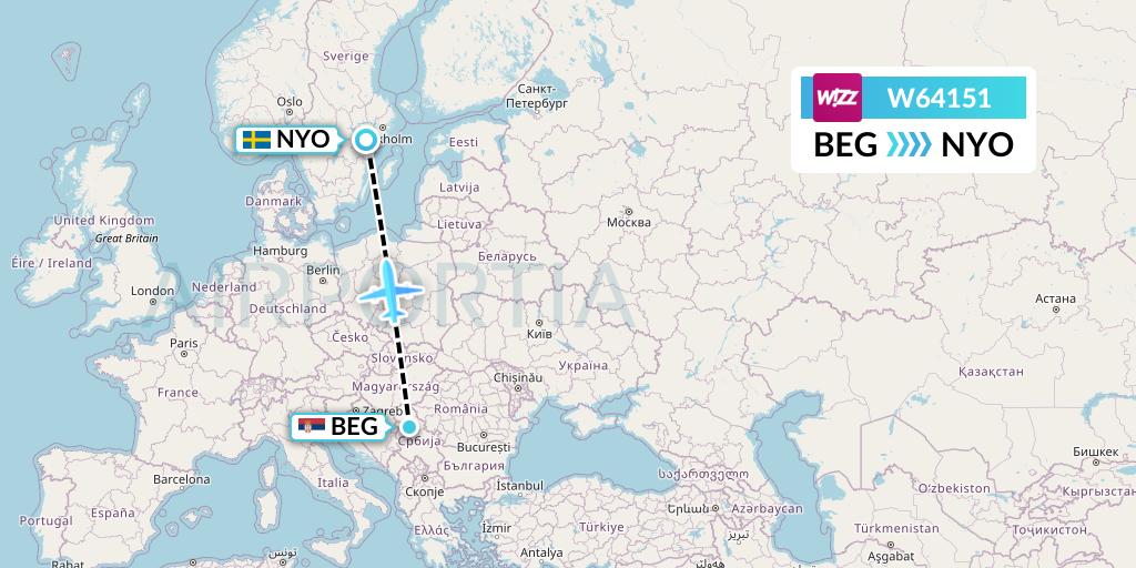 W64151 Flight Status Wizz Air: Belgrade to Stockholm (WZZ4151)
