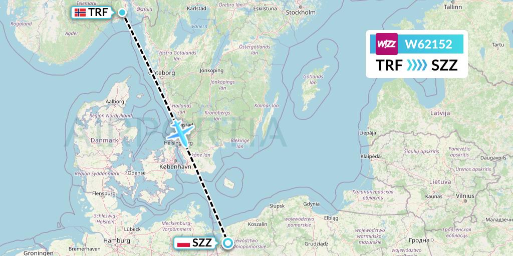 W62152 Flight Status Wizz Air: Oslo to Szczecin (WZZ2152)