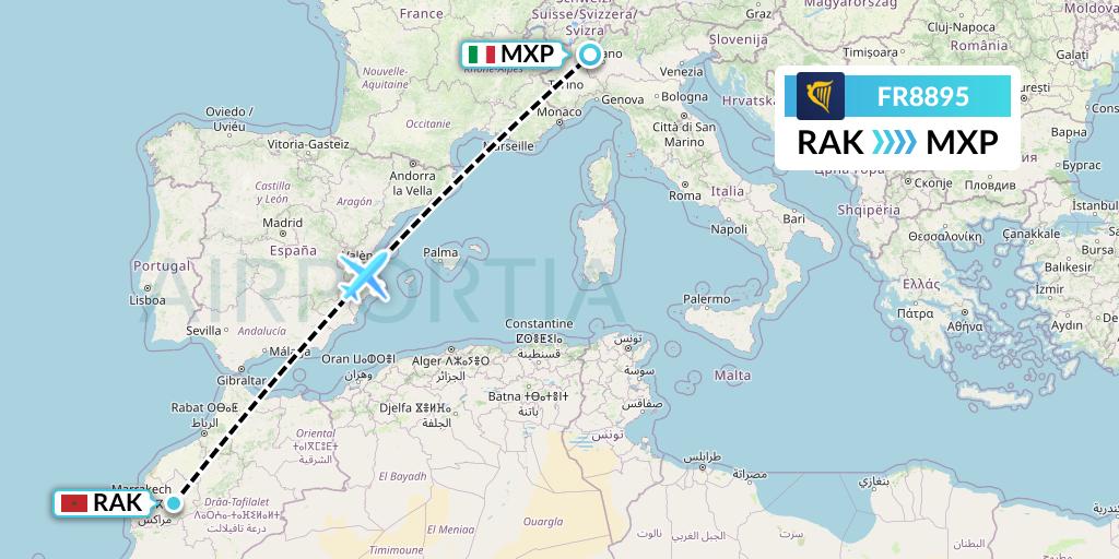 FR8895 Flight Status Ryanair: Marrakesh to Milan (RYR8895)