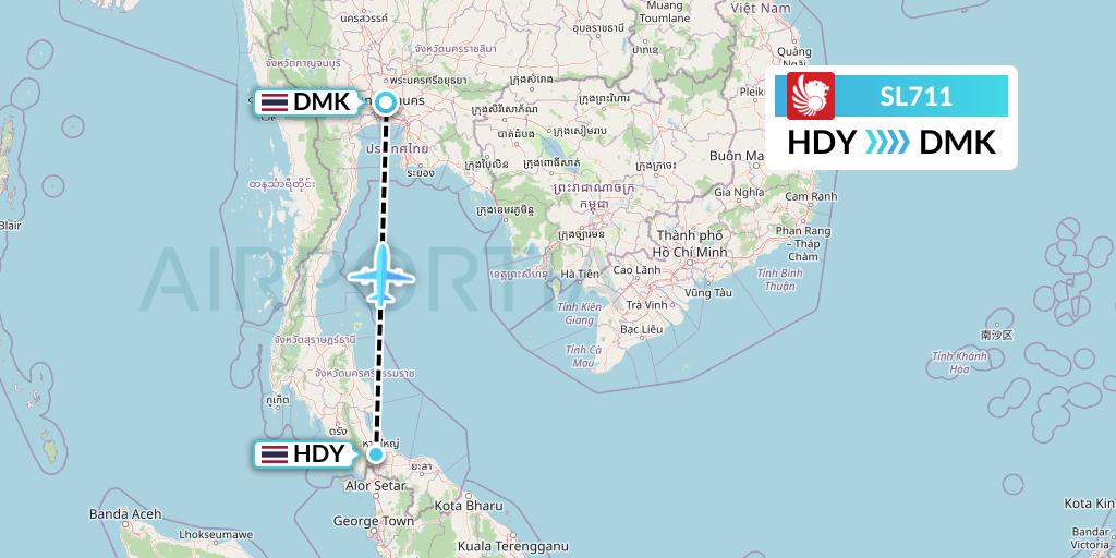 SL711 Flight Status Thai Lion Air: Hat Yai to Bangkok (TLM711)