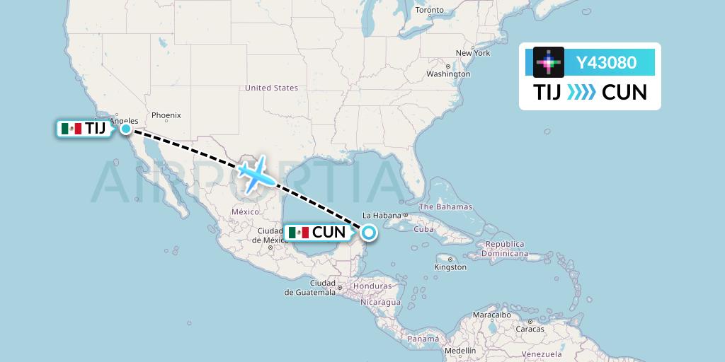 Y43080 Flight Status Volaris: Tijuana to Cancun (VOI3080)