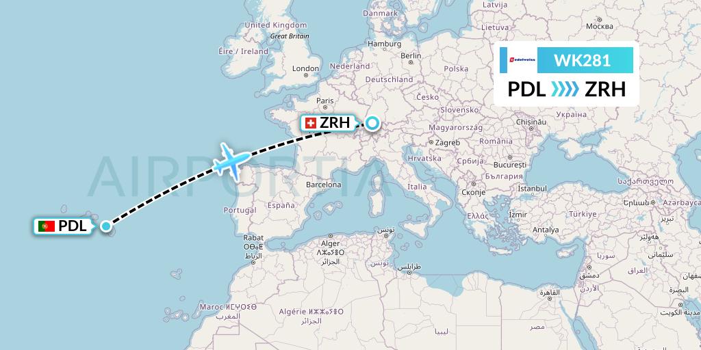WK281 Flight Status Edelweiss Air: Ponta Delgada to Zurich (EDW281)