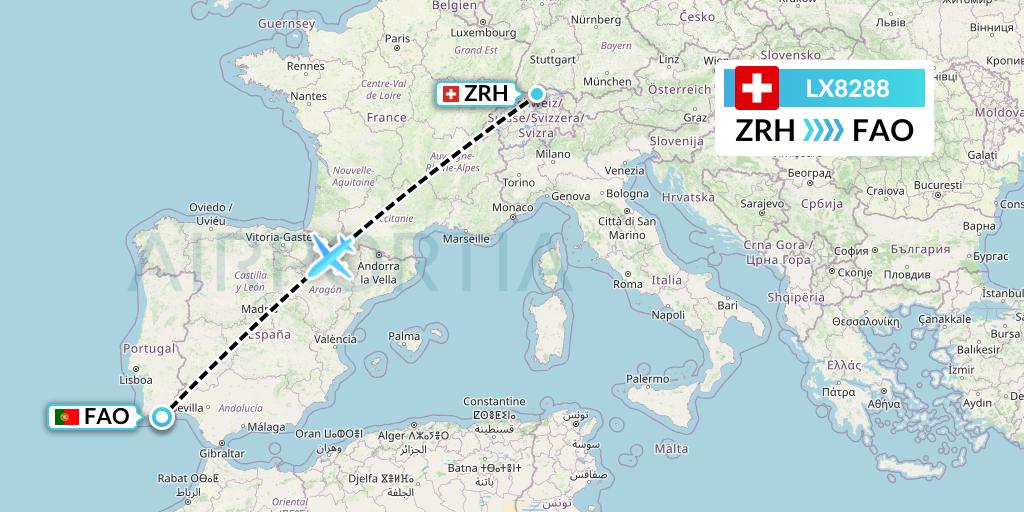 LX8288 Flight Status Swiss: Zurich to Faro (SWR8288)