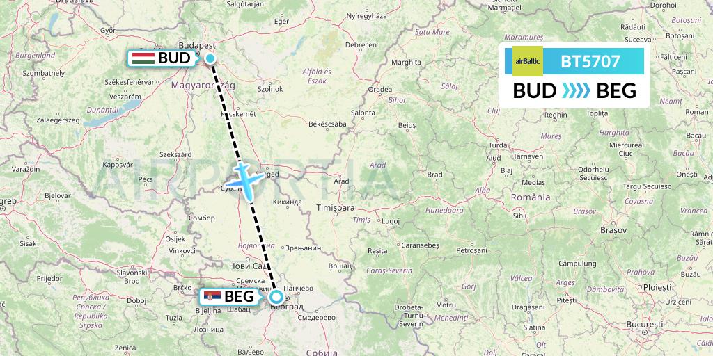 BT5707 Flight Status Air Baltic: Budapest to Belgrade (BTI5707)