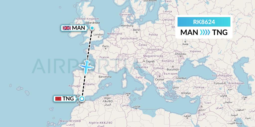 RK8624 Flight Status Ryanair UK: Manchester to Tangier (RUK8624)