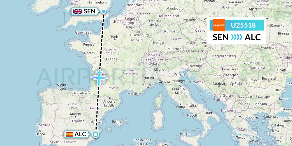 U25518 Flight Status EasyJet: Southend to Alicante (EZY5518)