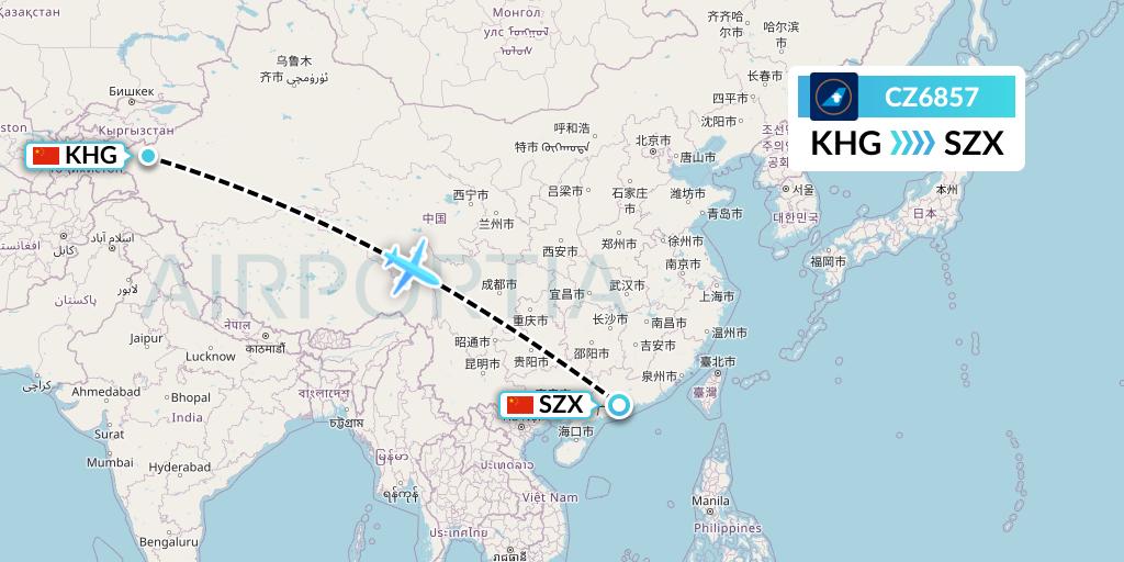 CZ6857 Flight Status China Southern Airlines: Kashgar to Shenzhen (CSN6857)