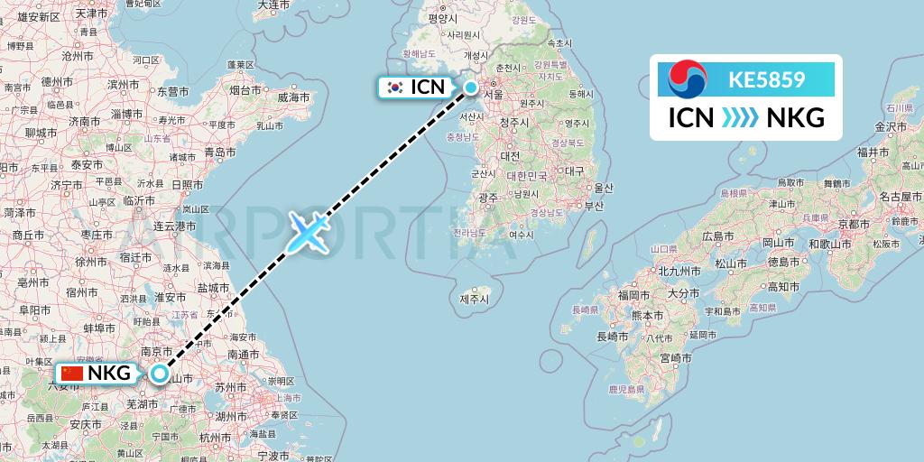 KE5859 Flight Status Korean Air: Seoul to Nanjing (KAL5859)