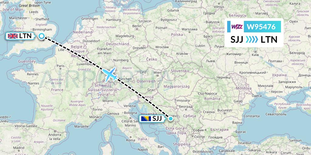 W95476 Flight Status Wizz Air UK: Sarajevo to London (WUK5476)