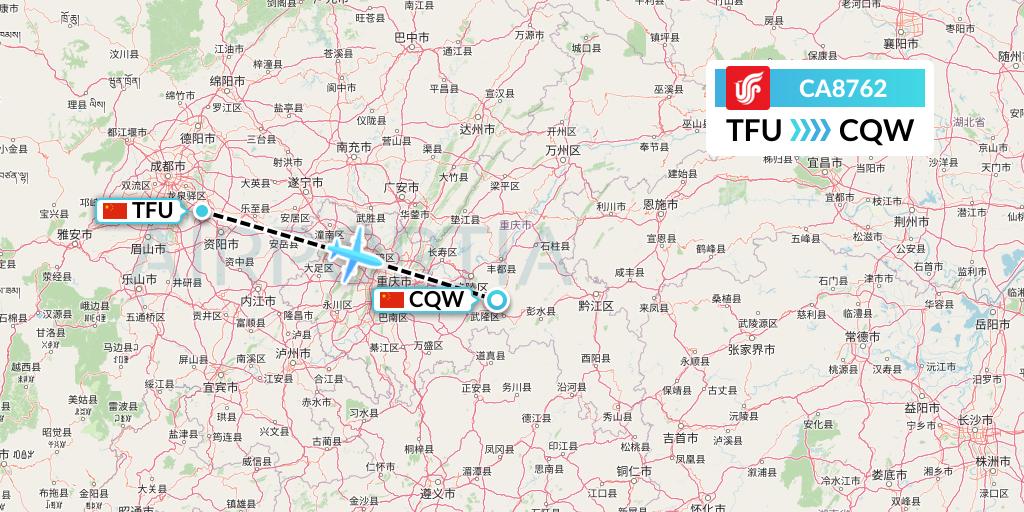 CA8762 Flight Status Air China: Chengdu to Chongqing (CCA8762)
