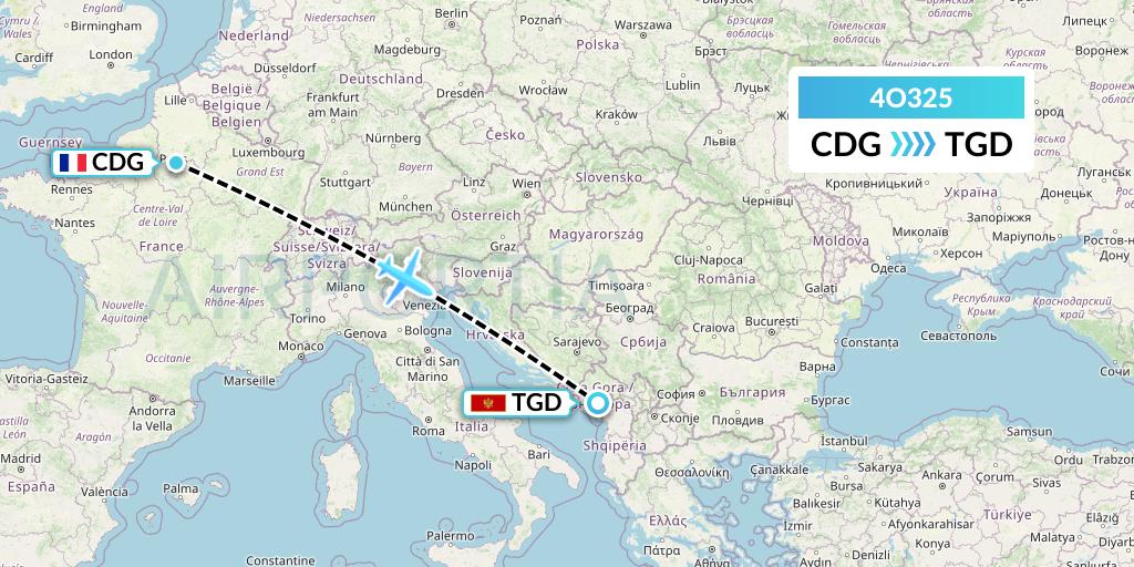 4O325 Flight Status Air Montenegro: Paris to Podgorica (MNE325)
