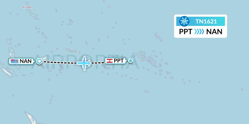 TN1621 Flight Status Air Tahiti Nui: Papeete to Nadi (THT1621)
